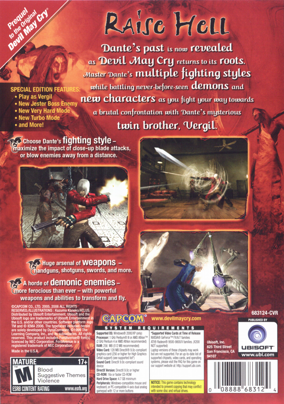 Devil May Cry 3: Dante's Awakening - Special Edition cover or packaging ...