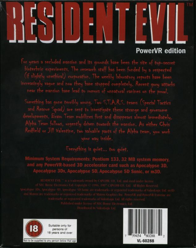 Resident Evil cover or packaging material - MobyGames