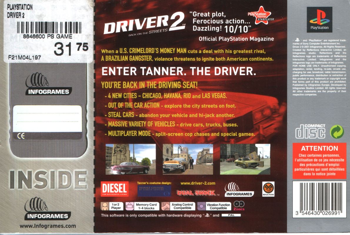 Driver 2 cover or packaging material - MobyGames