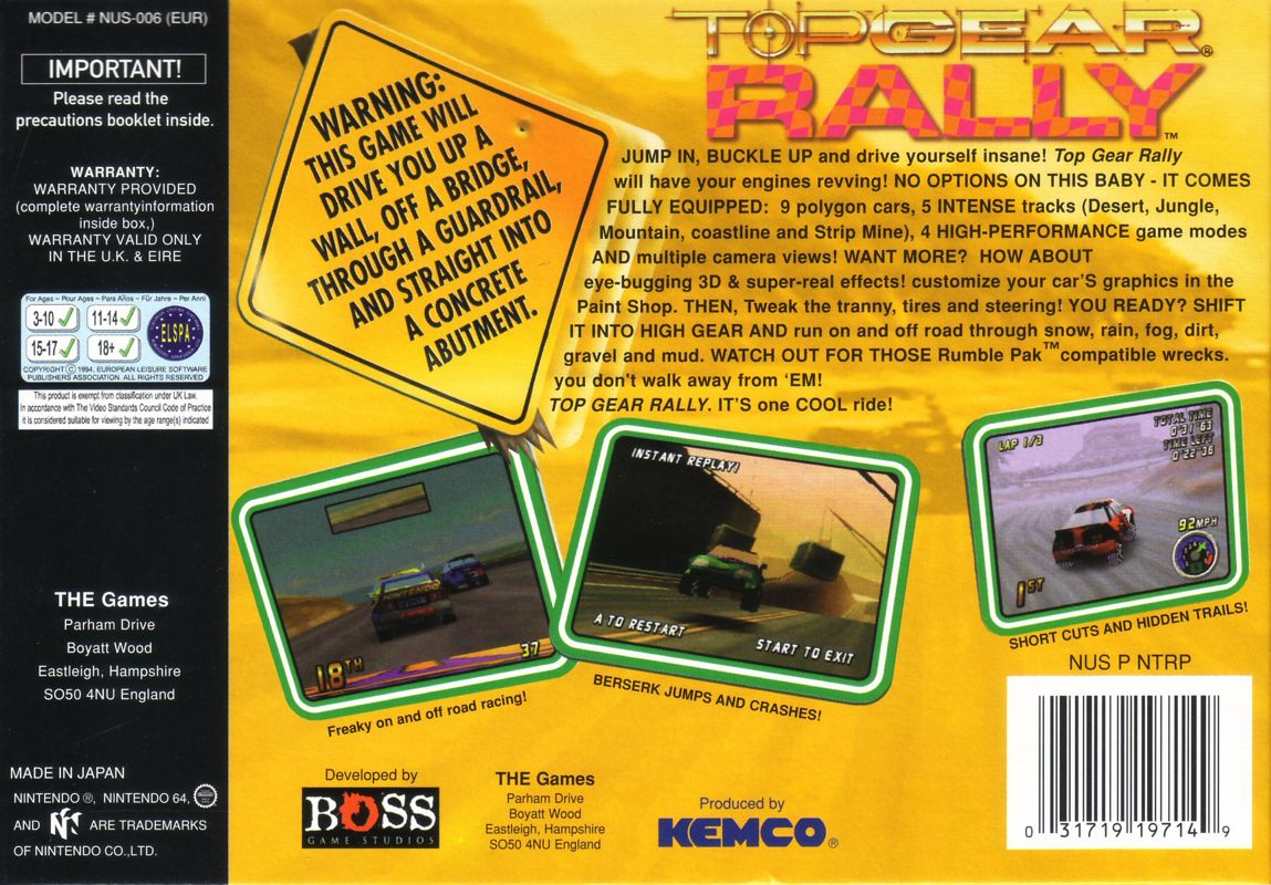 Top Gear Rally cover or packaging material - MobyGames