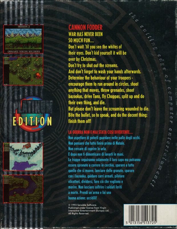 Cannon Fodder cover or packaging material - MobyGames