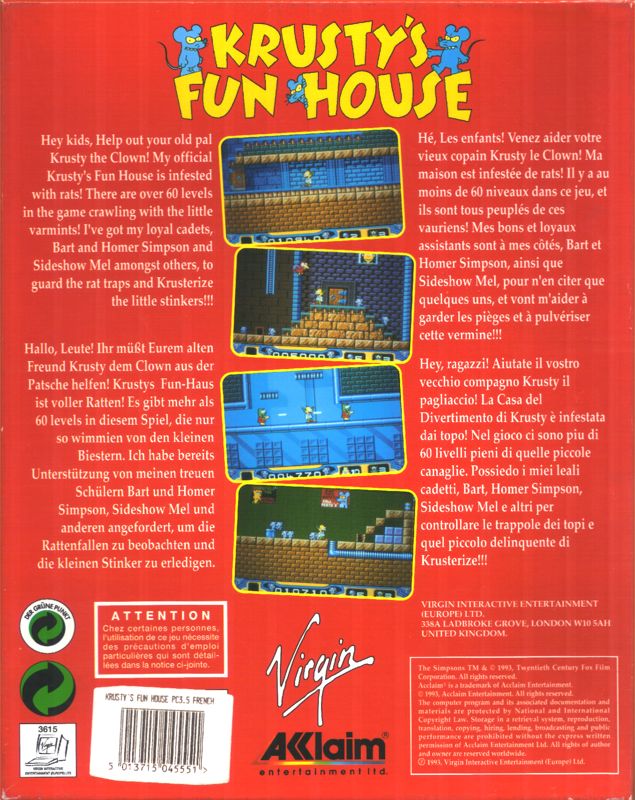 Krusty's Super Fun House cover or packaging material - MobyGames