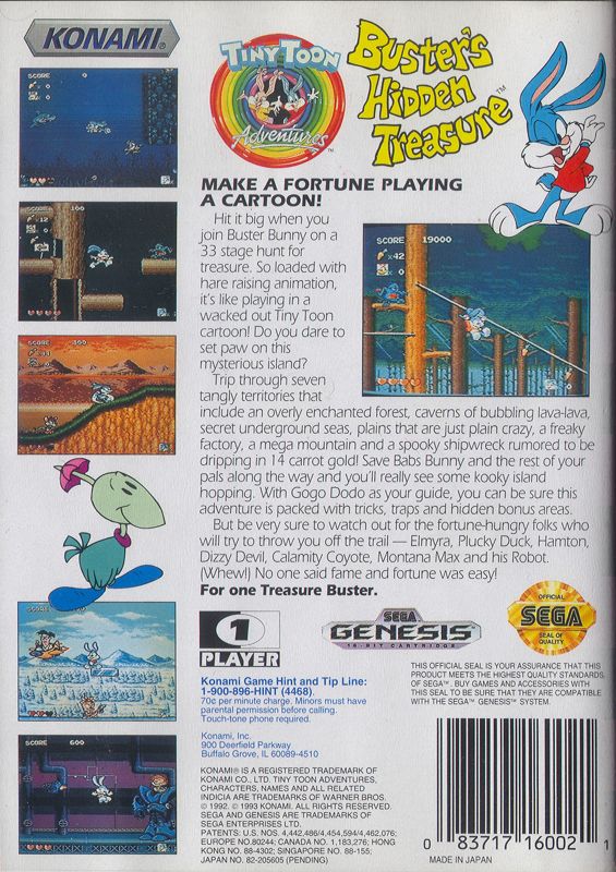 Tiny Toon Adventures: Buster's Hidden Treasure cover or packaging ...