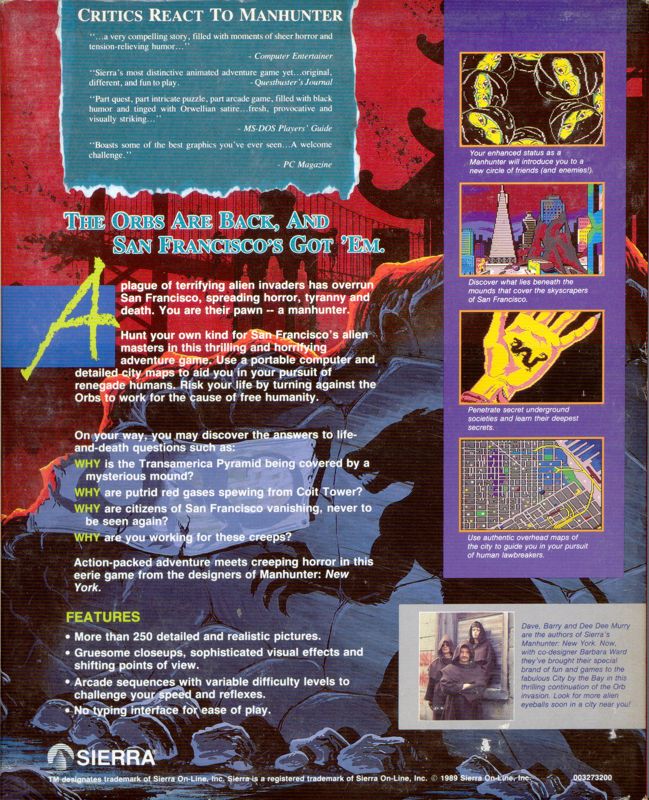 Manhunter 2: San Francisco cover or packaging material - MobyGames