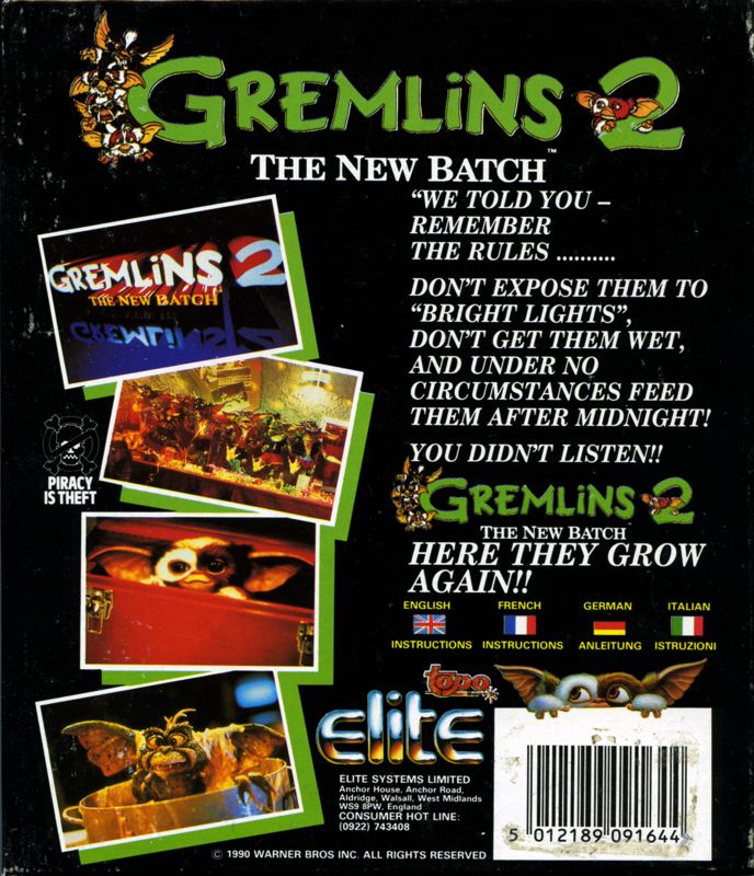 Gremlins 2: The New Batch cover or packaging material - MobyGames