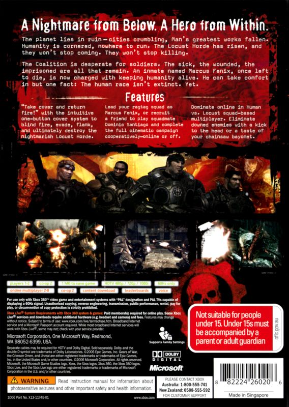 Gears of War cover or packaging material - MobyGames