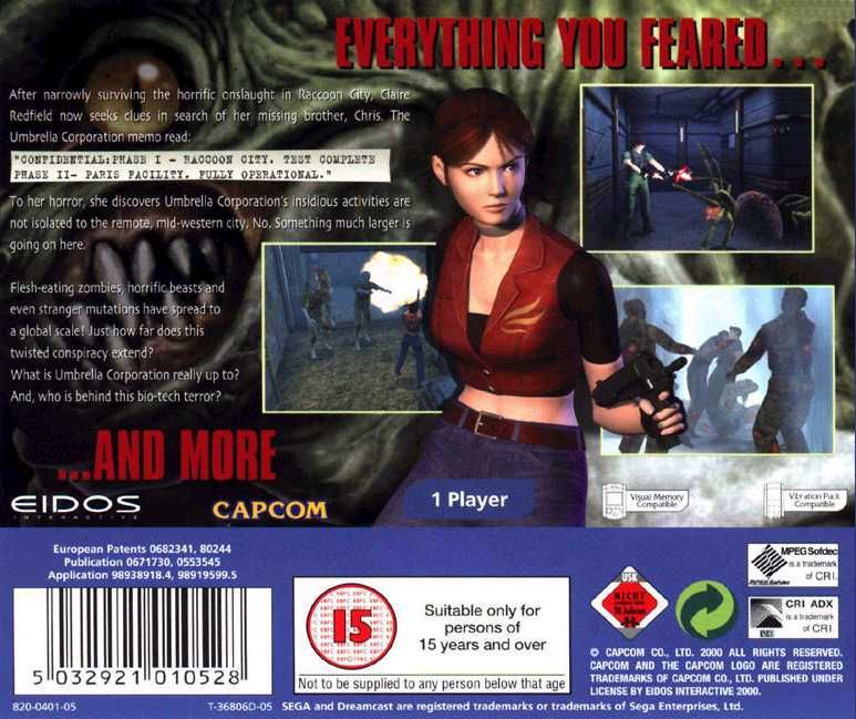 Resident Evil: Code: Veronica cover or packaging material - MobyGames