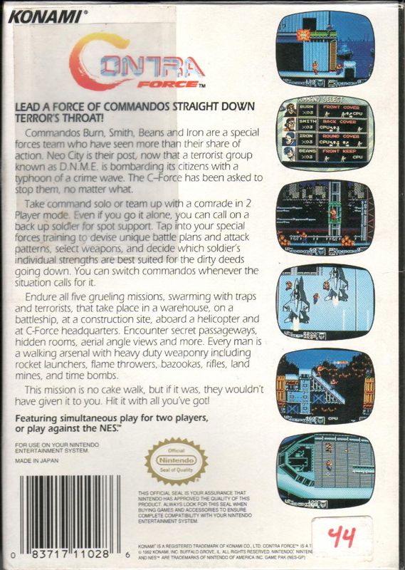 Contra Force cover or packaging material - MobyGames