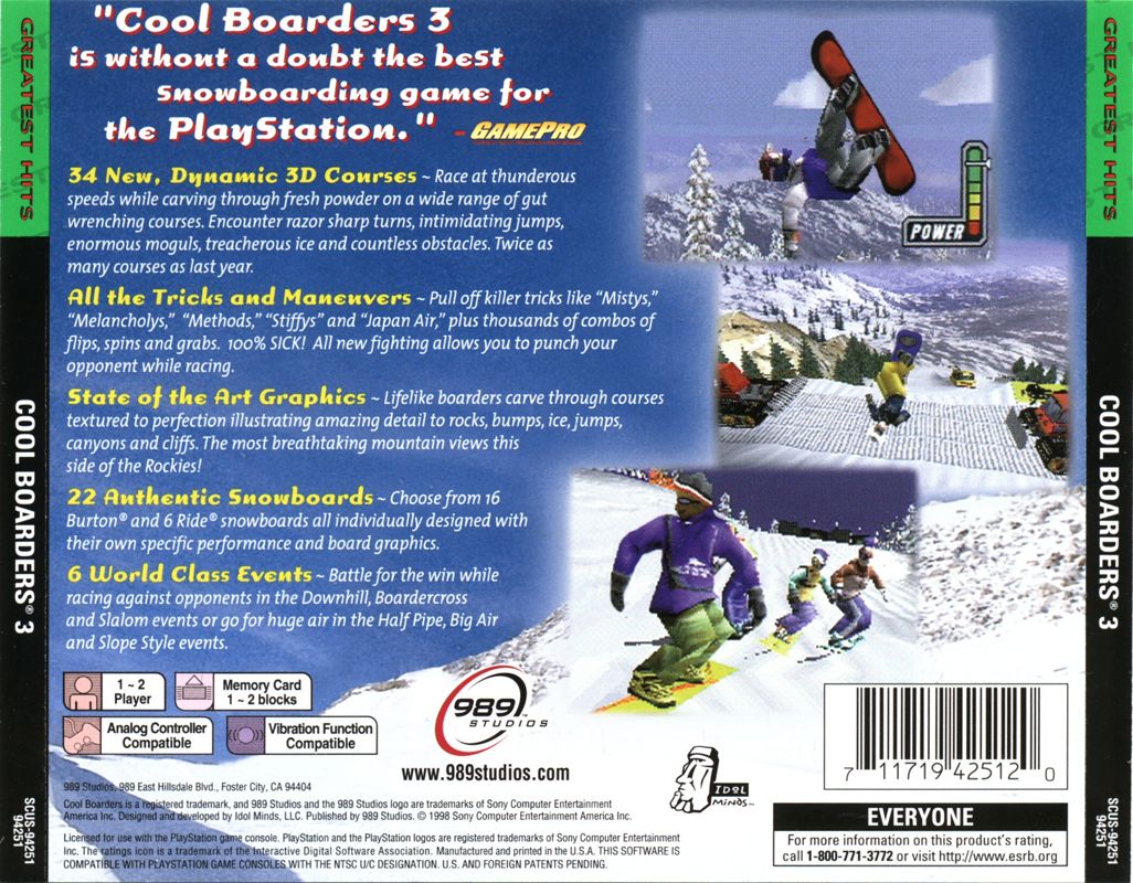 Cool Boarders 3 cover or packaging material - MobyGames