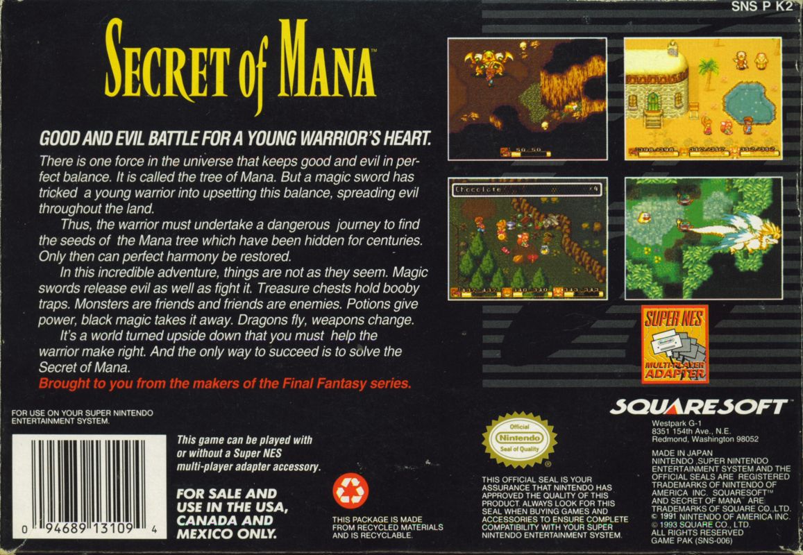 Secret of Mana cover or packaging material - MobyGames
