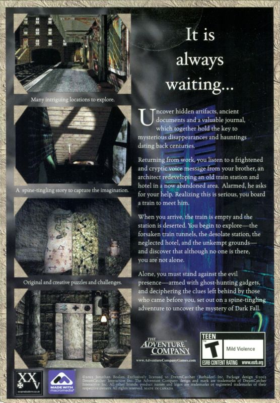 Dark Fall: The Journal cover or packaging material - MobyGames