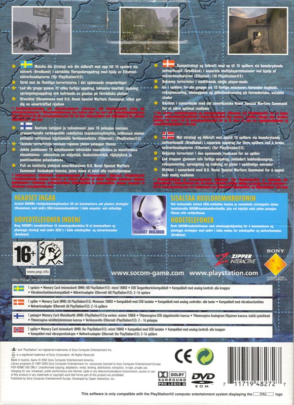 SOCOM: U.S. Navy SEALs cover or packaging material - MobyGames