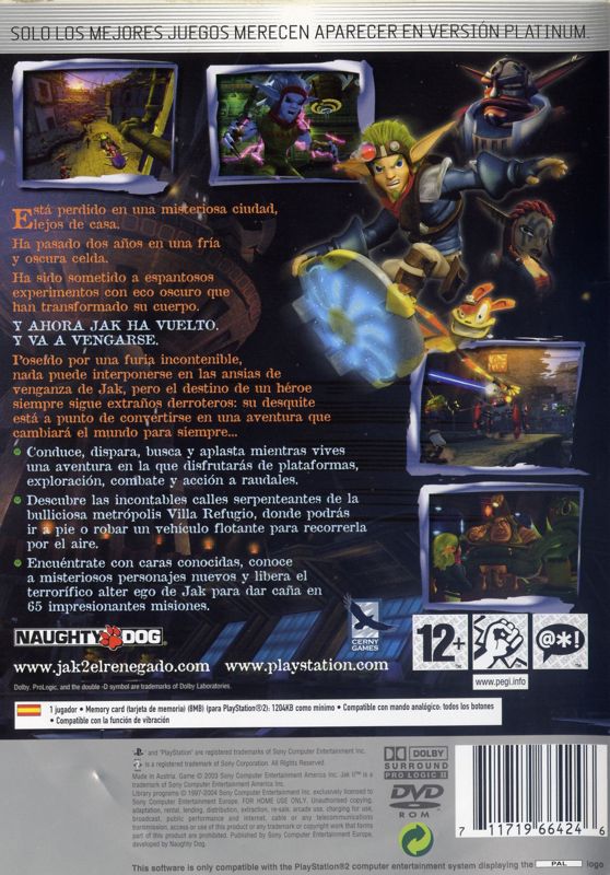Jak II cover or packaging material - MobyGames