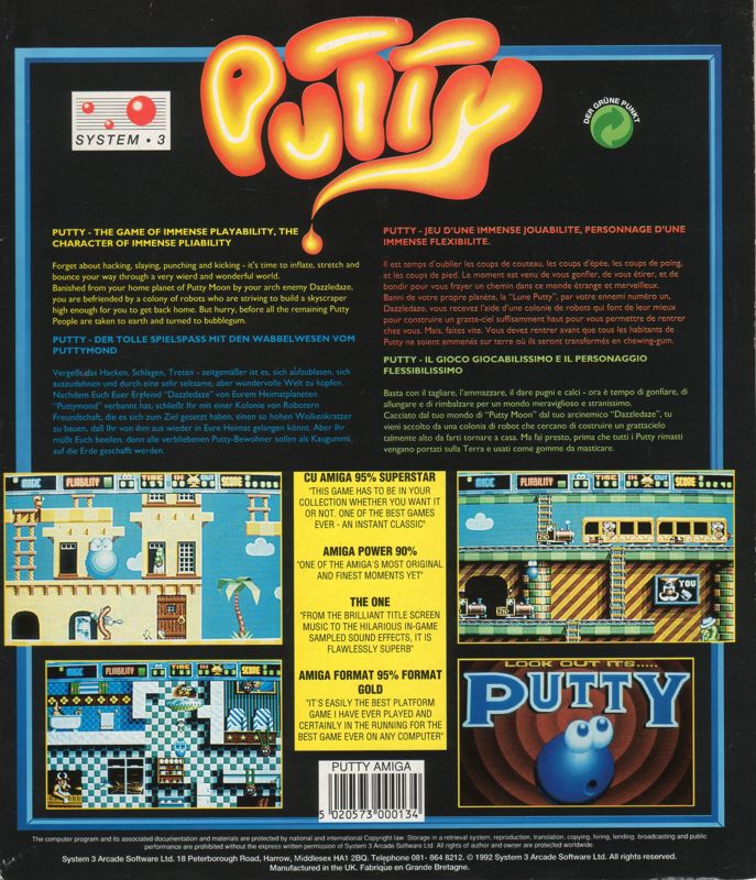 Putty cover or packaging material - MobyGames