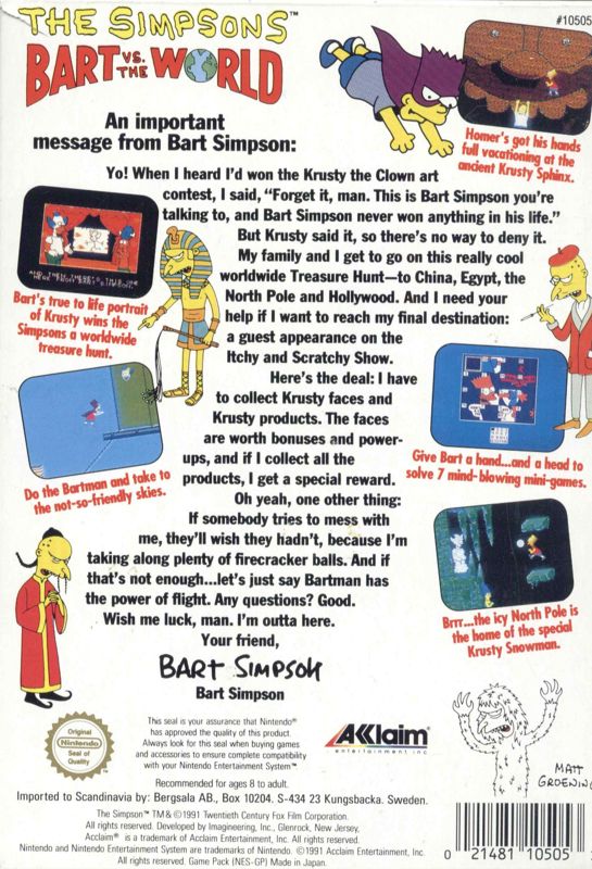 The Simpsons: Bart vs. the World cover or packaging material - MobyGames