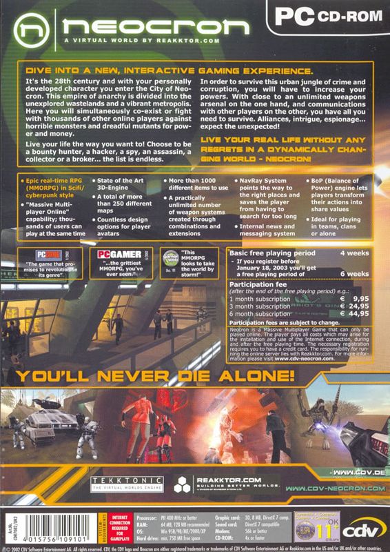 Neocron cover or packaging material - MobyGames