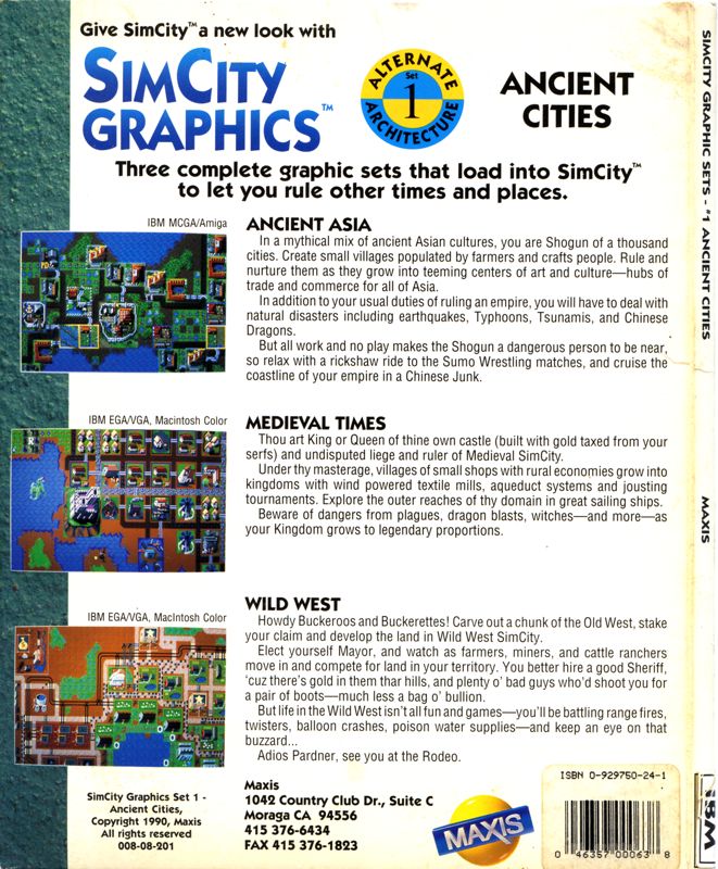 SimCity Graphics Set 1: Ancient Cities cover or packaging material ...