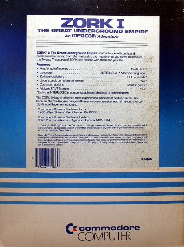 Zork: The Great Underground Empire cover or packaging material - MobyGames