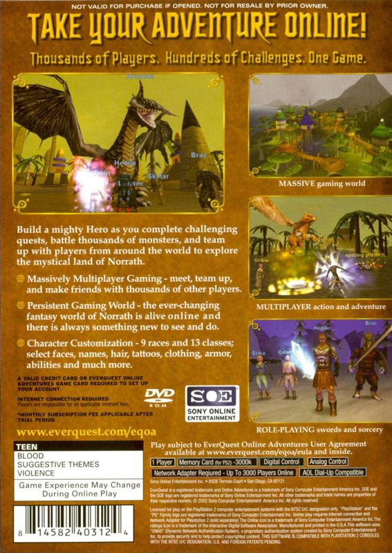 EverQuest Online Adventures cover or packaging material - MobyGames