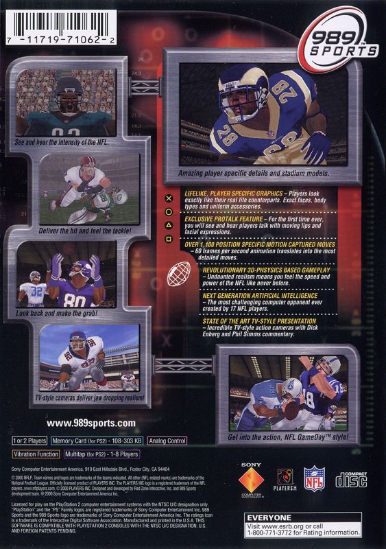 NFL GameDay 2001 cover or packaging material - MobyGames