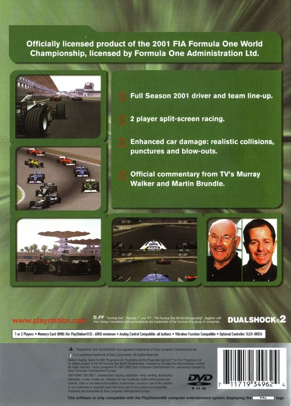 Formula One 2001 cover or packaging material - MobyGames