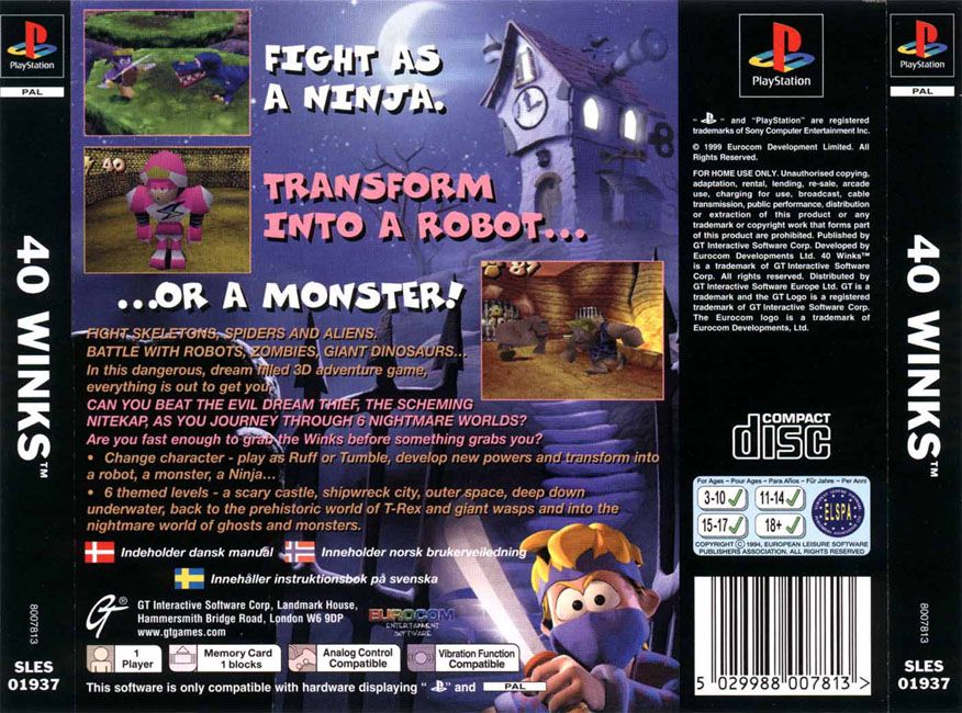 40 Winks cover or packaging material - MobyGames