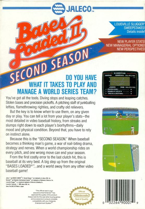 Bases Loaded II: Second Season cover or packaging material - MobyGames