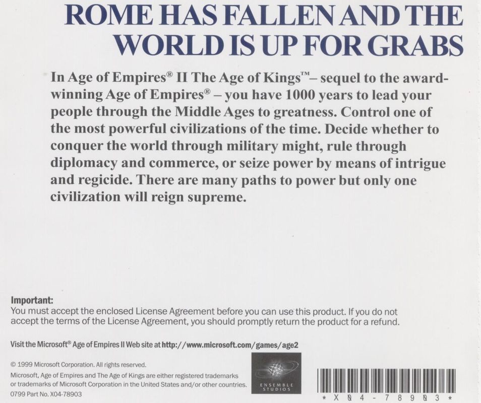 Age of Empires II: The Age of Kings cover or packaging material - MobyGames