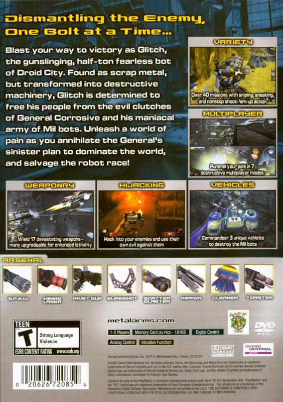 Metal Arms: Glitch in the System cover or packaging material - MobyGames