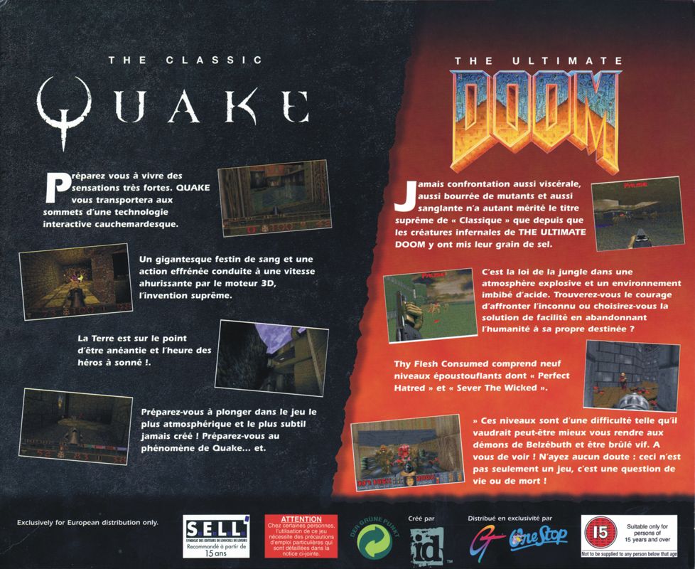 Quake and The Ultimate DOOM Compilation cover or packaging material ...