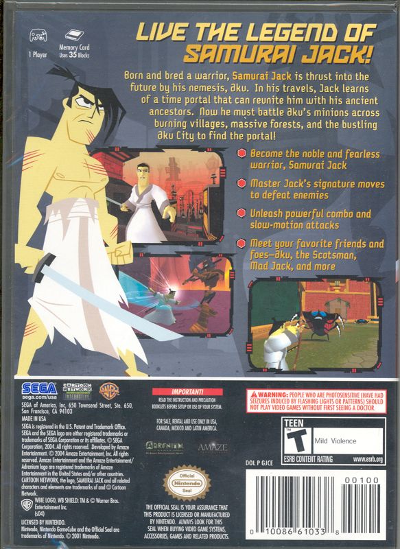 Samurai Jack: The Shadow of Aku cover or packaging material - MobyGames