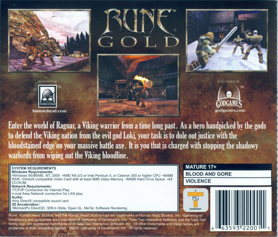 Rune: Gold cover or packaging material - MobyGames