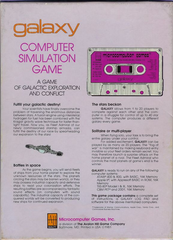 Galaxy cover or packaging material - MobyGames