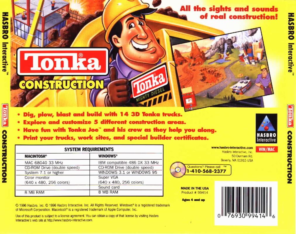 Tonka Construction cover or packaging material - MobyGames