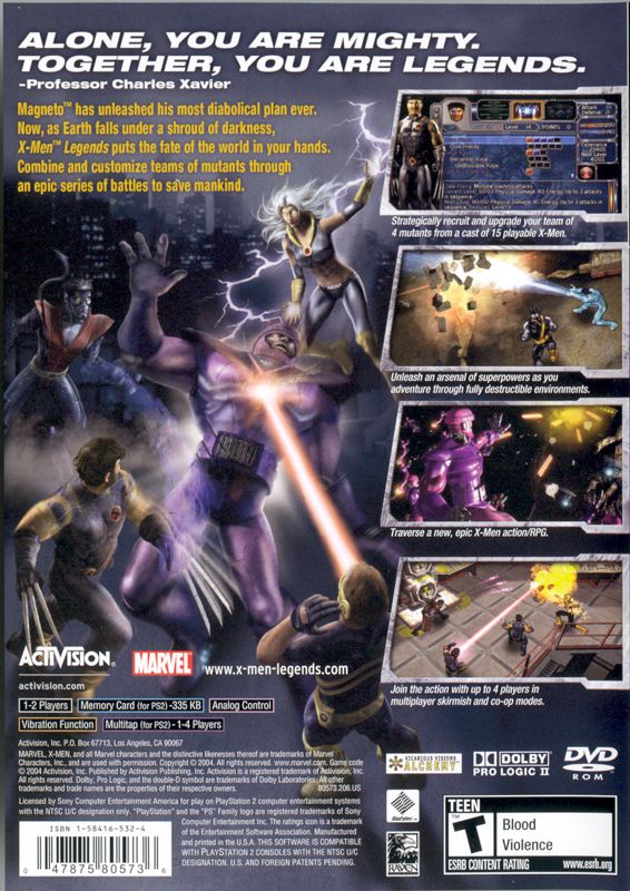 X-Men: Legends cover or packaging material - MobyGames