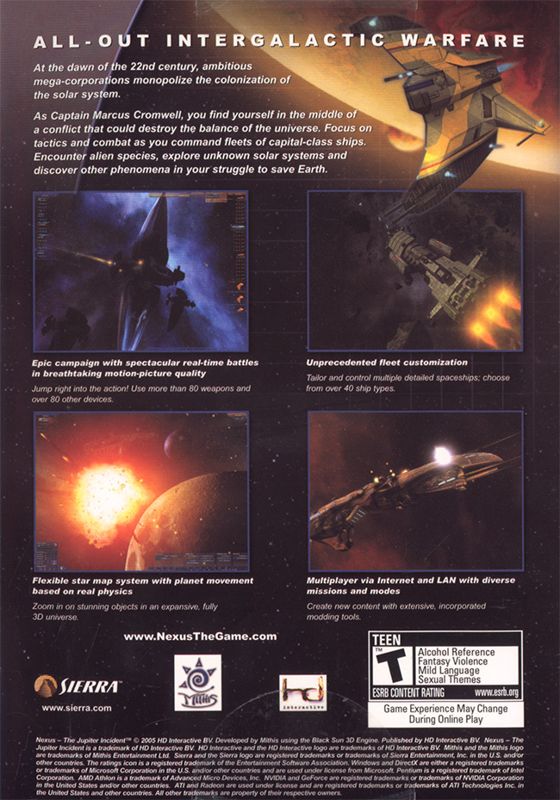 Nexus: The Jupiter Incident cover or packaging material - MobyGames