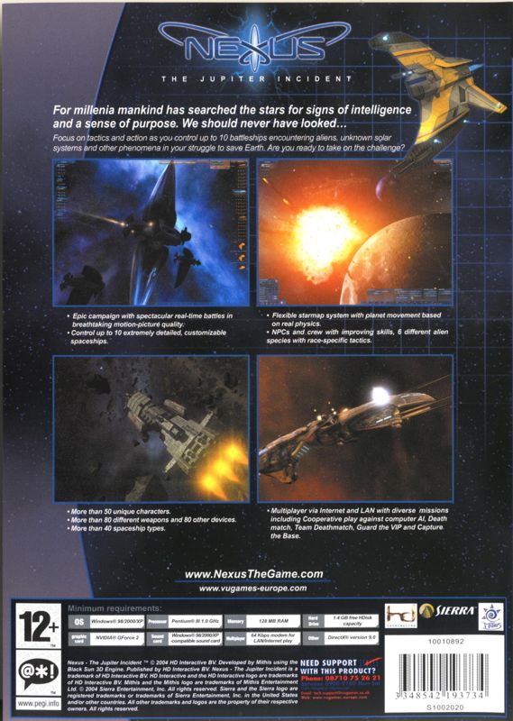 Nexus: The Jupiter Incident cover or packaging material - MobyGames