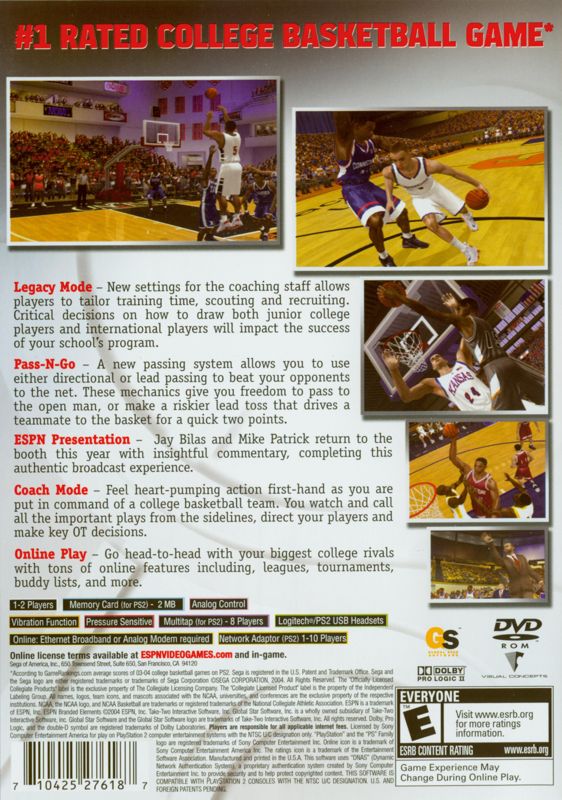 ESPN College Hoops 2K5 cover or packaging material - MobyGames