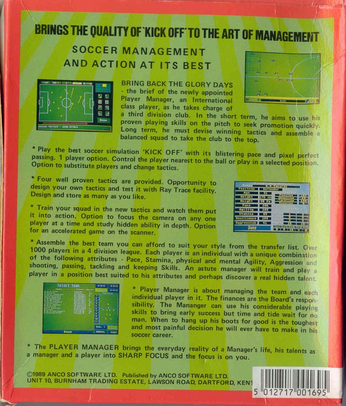 Player Manager cover or packaging material - MobyGames