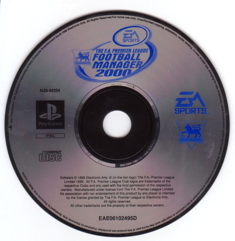 The F.A. Premier League Football Manager 2000 cover or packaging ...