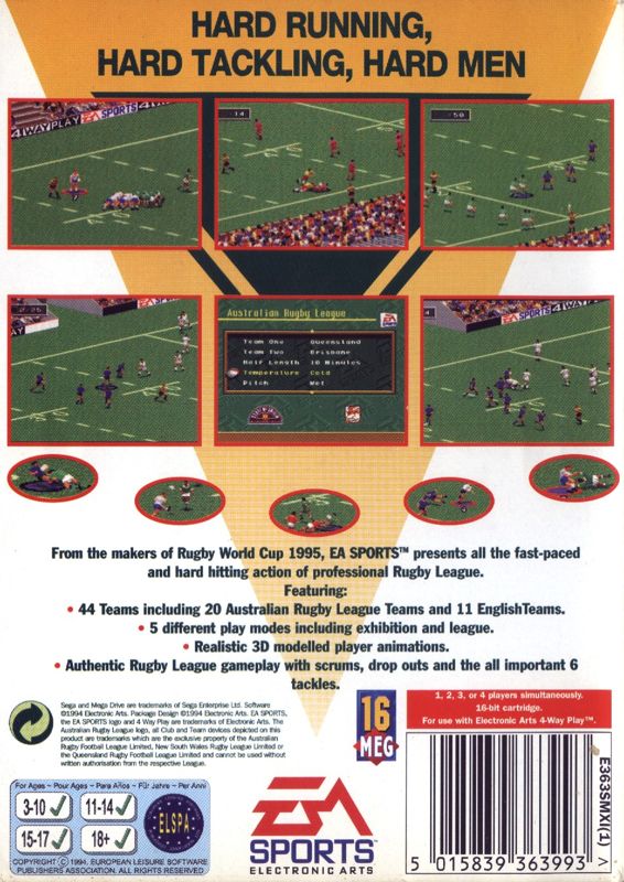 Australian Rugby League cover or packaging material - MobyGames