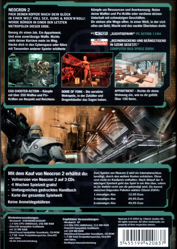 Neocron 2: Beyond Dome of York cover or packaging material - MobyGames