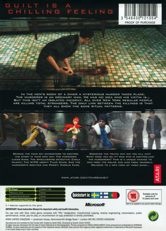 Indigo Prophecy cover or packaging material - MobyGames