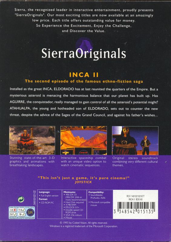Inca II: Nations of Immortality cover or packaging material - MobyGames