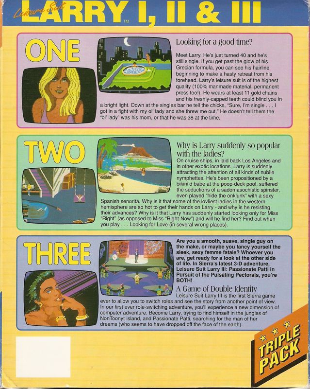 Leisure Suit Larry: Triple Pack cover or packaging material - MobyGames