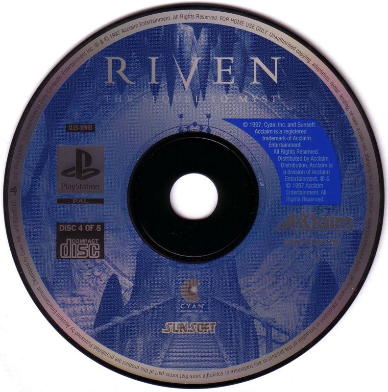 Riven: The Sequel to Myst cover or packaging material - MobyGames