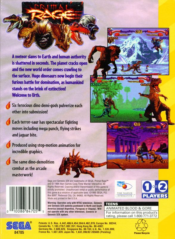 Primal Rage cover or packaging material - MobyGames