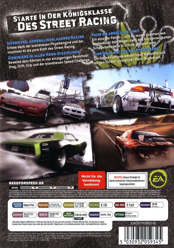 Need for Speed: ProStreet cover or packaging material - MobyGames