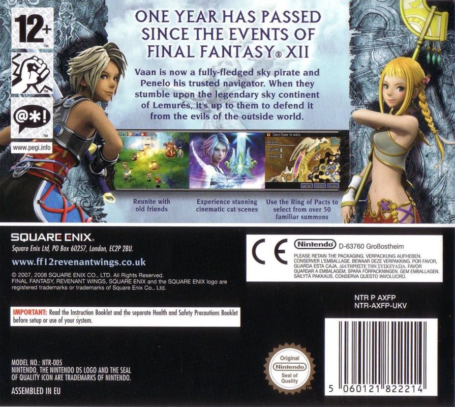 Final Fantasy XII: Revenant Wings cover or packaging material - MobyGames