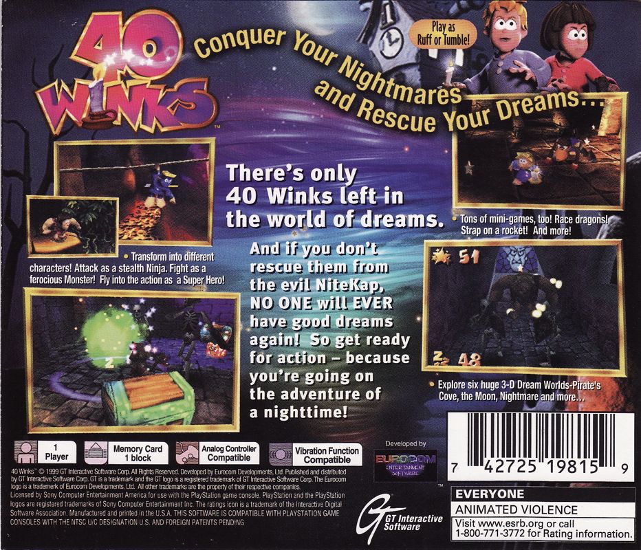 40 Winks cover or packaging material - MobyGames